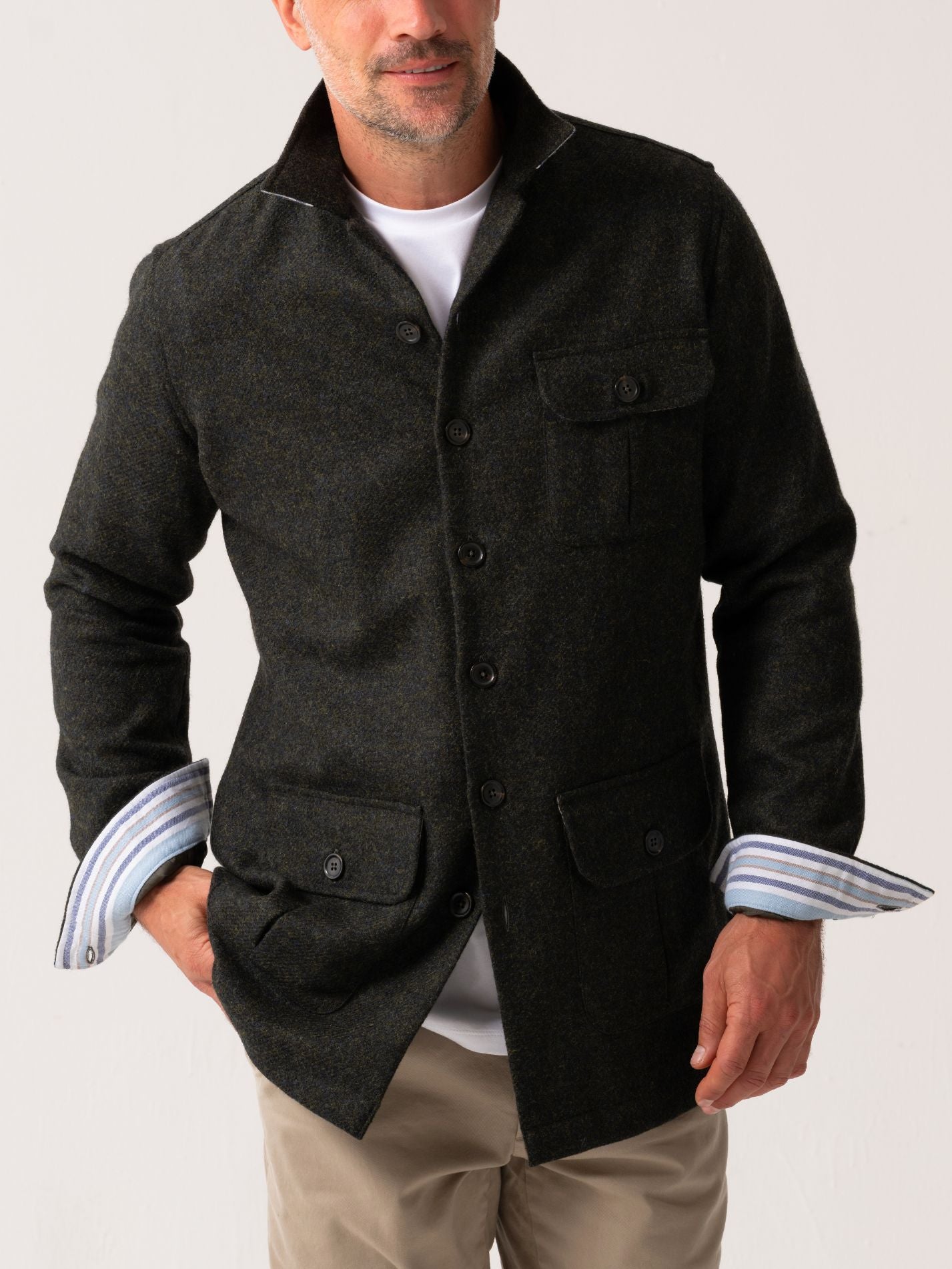Men's Green Wool Shirt-Jacket | Koy Clothing